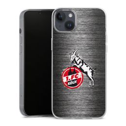 DeinDesign iPhone 14 Plus Handy Silikon H&uuml;lle Case transparent Handyh&uuml;lle Official Licensed Product Metallic Look 1. Fc K&ouml;ln Silikon Case