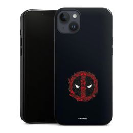 DeinDesign iPhone 14 Plus Handy Silikon H&uuml;lle Case schwarz Handyh&uuml;lle Logo Marvel Deadpool