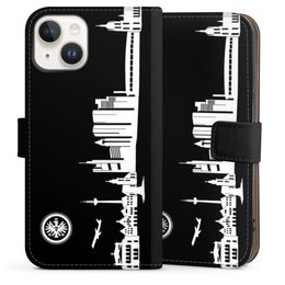 DeinDesign iPhone 14 Handy Klapph&uuml;lle Handyh&uuml;lle aus Kunst Leder schwarz Flip Case Eintracht Frankfurt Sge Skyline Sideflip mit Lasche