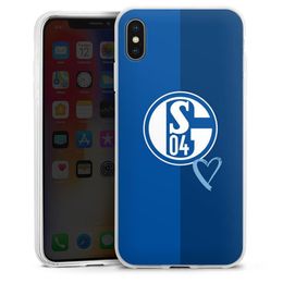 DeinDesign iPhone Xs Max Handy Silikon H&uuml;lle Case transparent Handyh&uuml;lle Heart Schalke 04 Fc Schalke 04 Silikon Case