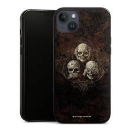 DeinDesign iPhone 14 Plus Handy Silikon H&uuml;lle Case schwarz Handyh&uuml;lle Gothic Art Skulls