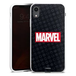 DeinDesign iPhone Xr Handy Silikon H&uuml;lle Case wei&szlig; Handyh&uuml;lle Logo Marvel Comic Silikon Case