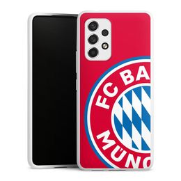 DeinDesign Galaxy A53 5G Handy Silikon H&uuml;lle Case wei&szlig; Handyh&uuml;lle Fc Bayern M&uuml;nchen Fcb Official Licensed Product Silikon Case