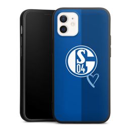 DeinDesign iPhone 12 mini Handy Premium Silikon H&uuml;lle Handyh&uuml;lle schwarz Case Heart Schalke 04 Fc Schalke 04 Silikon Premium Case