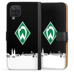 DeinDesign Galaxy A12 Handy Klapph&uuml;lle Handyh&uuml;lle aus Kunst Leder schwarz Flip Case Skyline Sv Werder Bremen Official Licensed Product Sideflip mit langer Lasche