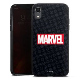 DeinDesign iPhone Xr Handy Silikon H&uuml;lle Case schwarz Handyh&uuml;lle Logo Marvel Comic