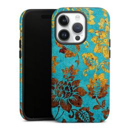 DeinDesign iPhone 14 Pro Handy Panzer Handyh&uuml;lle robuste Outdoor H&uuml;lle Schutzh&uuml;lle matt Flowers Vintage Ornament Tough Case