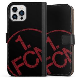 DeinDesign iPhone 13 Pro Max Handy Klapph&uuml;lle Handyh&uuml;lle aus Kunst Leder schwarz Flip Case Texture Merchandise 1. Fcn Sideflip mit langer Lasche