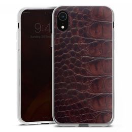 DeinDesign iPhone Xr Handy Silikon H&uuml;lle Case transparent Handyh&uuml;lle Leather Crocodile Animal Print Silikon Case
