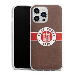 DeinDesign iPhone 13 Pro Handy Silikon H&uuml;lle Case wei&szlig; Handyh&uuml;lle Fc St. Pauli Logo Official Licensed Product Silikon Case