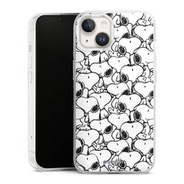 DeinDesign iPhone 14 Handy Silikon H&uuml;lle Case transparent Handyh&uuml;lle Peanuts Snoopy Muster Silikon Case