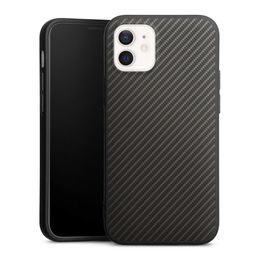 DeinDesign iPhone 12 mini Handy Premium Silikon H&uuml;lle Handyh&uuml;lle schwarz Case Carbon Metallic Look Muster Silikon Premium Case