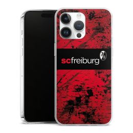 DeinDesign iPhone 15 Pro Max Handy Silikon H&uuml;lle Case transparent Handyh&uuml;lle Official Licensed Product Sc Freiburg Logo Silikon Case