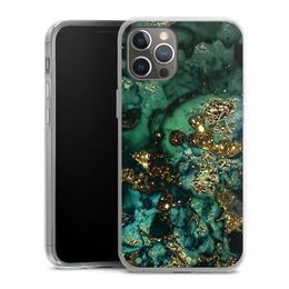 DeinDesign iPhone 12 Pro Max Handy Silikon H&uuml;lle Case transparent Handyh&uuml;lle Marble Muster Glitzer Silikon Case