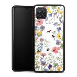 DeinDesign Galaxy A12 Handy Silikon H&uuml;lle Case schwarz Handyh&uuml;lle Muster Flowers Bee