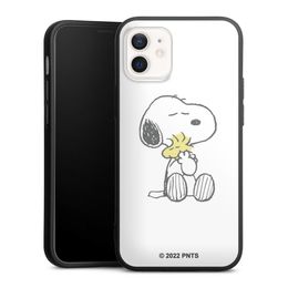 DeinDesign iPhone 12 mini Handy Premium Silikon H&uuml;lle Handyh&uuml;lle schwarz Case Snoopy Love Peanuts Silikon Premium Case