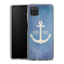 DeinDesign Galaxy A12 Handy Silikon H&uuml;lle Case transparent Handyh&uuml;lle Anchor Maritim Blue Silikon Case