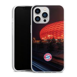 DeinDesign iPhone 13 Pro Handy Silikon H&uuml;lle Case wei&szlig; Handyh&uuml;lle Fc Bayern M&uuml;nchen Stadium Fcb Silikon Case