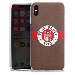 DeinDesign iPhone Xs Max Handy Silikon H&uuml;lle Case transparent Handyh&uuml;lle Fc St. Pauli Logo Official Licensed Product Silikon Case