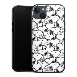 DeinDesign iPhone 14 Plus Handy Silikon H&uuml;lle Case schwarz Handyh&uuml;lle Peanuts Snoopy Muster