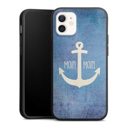 DeinDesign iPhone 12 mini Handy Premium Silikon H&uuml;lle Handyh&uuml;lle schwarz Case Anchor Maritim Blue Silikon Premium Case