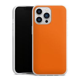 DeinDesign iPhone 13 Pro Handy Silikon H&uuml;lle Case wei&szlig; Handyh&uuml;lle Orange Unicoloured Colour Silikon Case