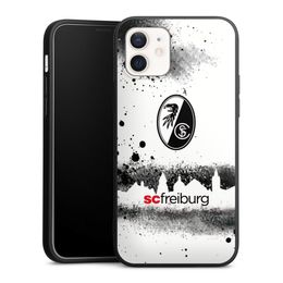 DeinDesign iPhone 12 Handy Premium Silikon H&uuml;lle Handyh&uuml;lle schwarz Case Skyline Sc Freiburg Logo Silikon Premium Case