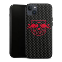 DeinDesign iPhone 14 Plus Handy Silikon H&uuml;lle Case schwarz Handyh&uuml;lle Rb Leipzig Official Licensed Product Carbon