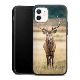 DeinDesign iPhone 12 mini Handy Premium Silikon H&uuml;lle Handyh&uuml;lle schwarz Case Forrest Deer Meadow Silikon Premium Case