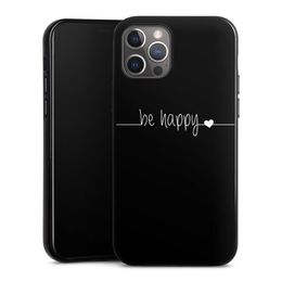 DeinDesign iPhone 12 Pro Handy Silikon H&uuml;lle Case schwarz Handyh&uuml;lle Happiness Statement Sayings