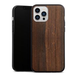 DeinDesign iPhone 13 Pro Max Handy Silikon H&uuml;lle Case schwarz Handyh&uuml;lle Wood Nut Tree Wooden Look
