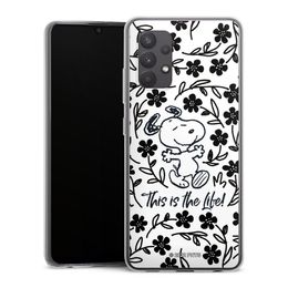 DeinDesign Galaxy A32 4G Handy Silikon H&uuml;lle Case transparent Handyh&uuml;lle Peanuts Flowers Snoopy Silikon Case