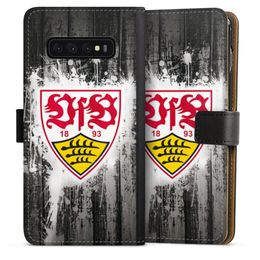 DeinDesign Galaxy S10 Plus Handy Klapph&uuml;lle Handyh&uuml;lle aus Kunst Leder schwarz Flip Case Official Licensed Product Vfb Stuttgart Bundesliga Sideflip mit Lasche