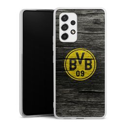 DeinDesign Galaxy A53 5G Handy Silikon H&uuml;lle Case transparent Handyh&uuml;lle Bvb Wooden Look Borussia Dortmund Silikon Case