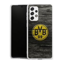 DeinDesign Galaxy A33 5G Handy Silikon H&uuml;lle Case transparent Handyh&uuml;lle Bvb Wooden Look Borussia Dortmund Silikon Case