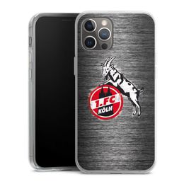 DeinDesign iPhone 12 Pro Max Handy Silikon H&uuml;lle Case transparent Handyh&uuml;lle Official Licensed Product 1. Fc K&ouml;ln Metallic Look Silikon Case