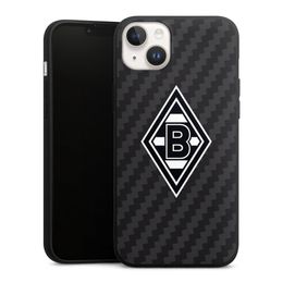 DeinDesign iPhone 14 Handy Premium Silikon H&uuml;lle Handyh&uuml;lle schwarz Case Borussia M&ouml;nchengladbach Carbon Gladbach Silikon Premium Case