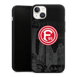 DeinDesign iPhone 14 Handy Premium Silikon H&uuml;lle Handyh&uuml;lle schwarz Case Official Licensed Product Logo Fortuna D&uuml;sseldorf Silikon Premium Case