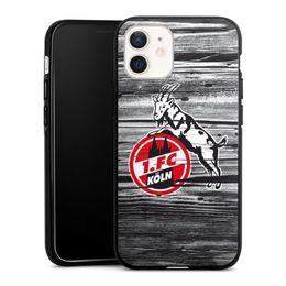 DeinDesign iPhone 12 Handy Silikon H&uuml;lle Case schwarz Handyh&uuml;lle 1. Fc K&ouml;ln Official Licensed Product Wooden Look