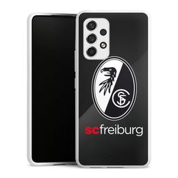 DeinDesign Galaxy A53 5G Handy Silikon H&uuml;lle Case wei&szlig; Handyh&uuml;lle Lettering Sc Freiburg Logo Silikon Case