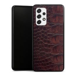 DeinDesign Galaxy A53 5G Handy Silikon H&uuml;lle Case schwarz Handyh&uuml;lle Animal Print Crocodile Leather