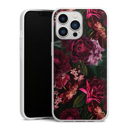 DeinDesign iPhone 13 Pro Handy Silikon H&uuml;lle Case wei&szlig; Handyh&uuml;lle Flowers Blossom Rose Silikon Case
