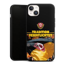 DeinDesign iPhone 14 Handy Premium Silikon H&uuml;lle Handyh&uuml;lle schwarz Case Sgd Sg Dynamo Dresden Merchandise Silikon Premium Case