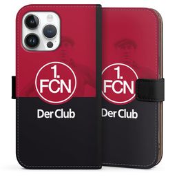 DeinDesign iPhone 14 Pro Max Handy Klapph&uuml;lle Handyh&uuml;lle aus Kunst Leder schwarz Flip Case Official Licensed Product Der Club 1. Fc N&uuml;rnberg Sideflip mit Lasche