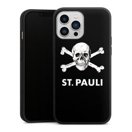 DeinDesign iPhone 13 Pro Max Handy Premium Silikon H&uuml;lle Handyh&uuml;lle schwarz Case Totenkopf Fc St. Pauli Official Licensed Product Silikon Premium Case