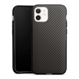 DeinDesign iPhone 12 Handy Silikon H&uuml;lle Case schwarz Handyh&uuml;lle Carbon Metallic Look Muster