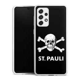 DeinDesign Galaxy A33 5G Handy Silikon H&uuml;lle Case wei&szlig; Handyh&uuml;lle Official Licensed Product Fc St. Pauli Totenkopf Silikon Case