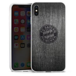 DeinDesign iPhone Xs Max Handy Silikon H&uuml;lle Case transparent Handyh&uuml;lle Fcb Metallic Look Fc Bayern M&uuml;nchen Silikon Case
