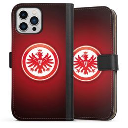 DeinDesign iPhone 13 Pro Max Handy Klapph&uuml;lle Handyh&uuml;lle aus Kunst Leder schwarz Flip Case Official Licensed Product Coat Of Arms Eintracht Frankfurt Sideflip 
