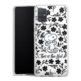 DeinDesign Galaxy A51 Handy Silikon H&uuml;lle Case transparent Handyh&uuml;lle Peanuts Flowers Snoopy Silikon Case